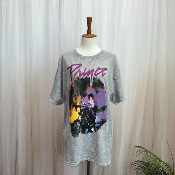 Prince | Tops | Prince Gray Bleach Tied Boyfriend Rocker Tee | Poshmark